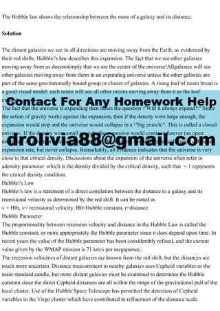 The Hubble law shows the relationship between the mass of a galaxy a.pdf