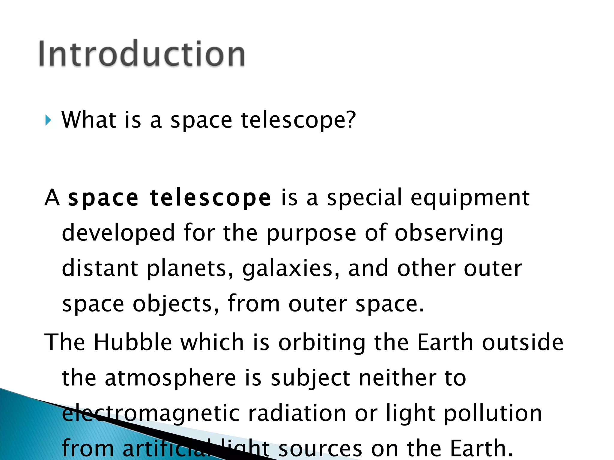 The hubble space telescope | PPT