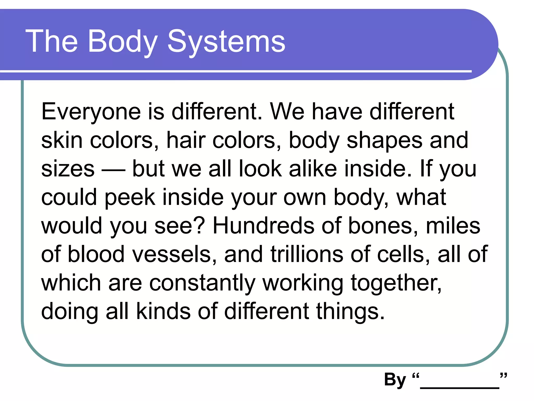 The human body systems for kids (year 6 - revision) | PPT