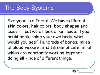 The human body systems for kids (year 6 - revision) | PPT