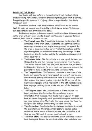 The Human Brain | DOC | Brain and Nervous System Disorders | Diseases ...