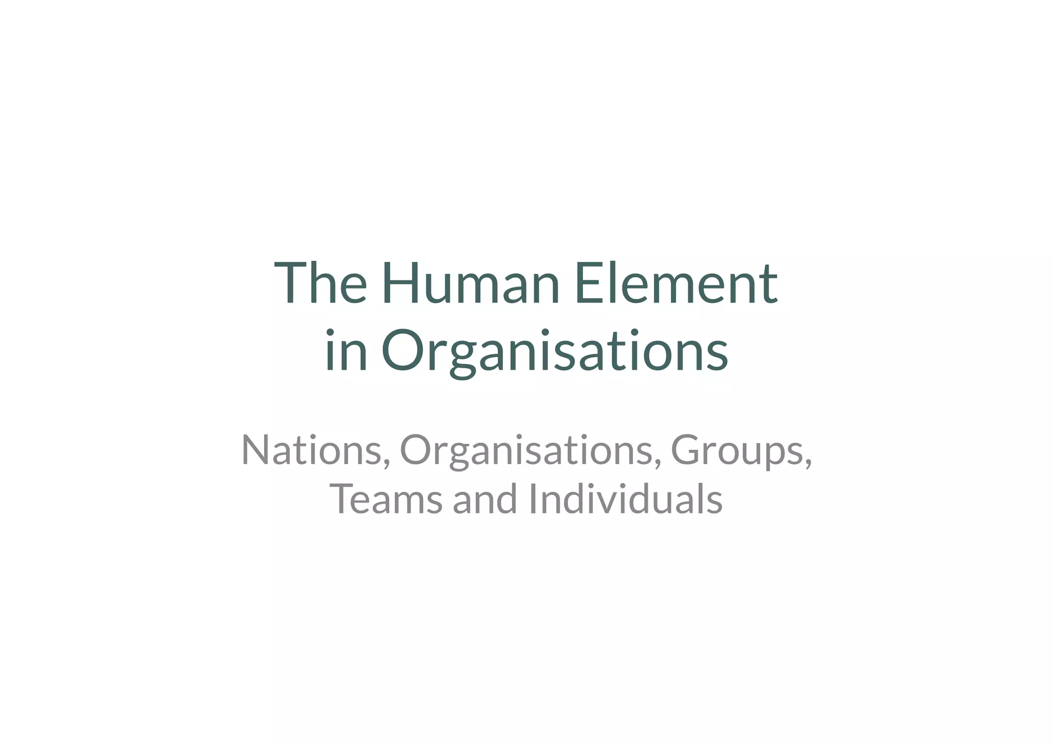 The human element v20s | PPT