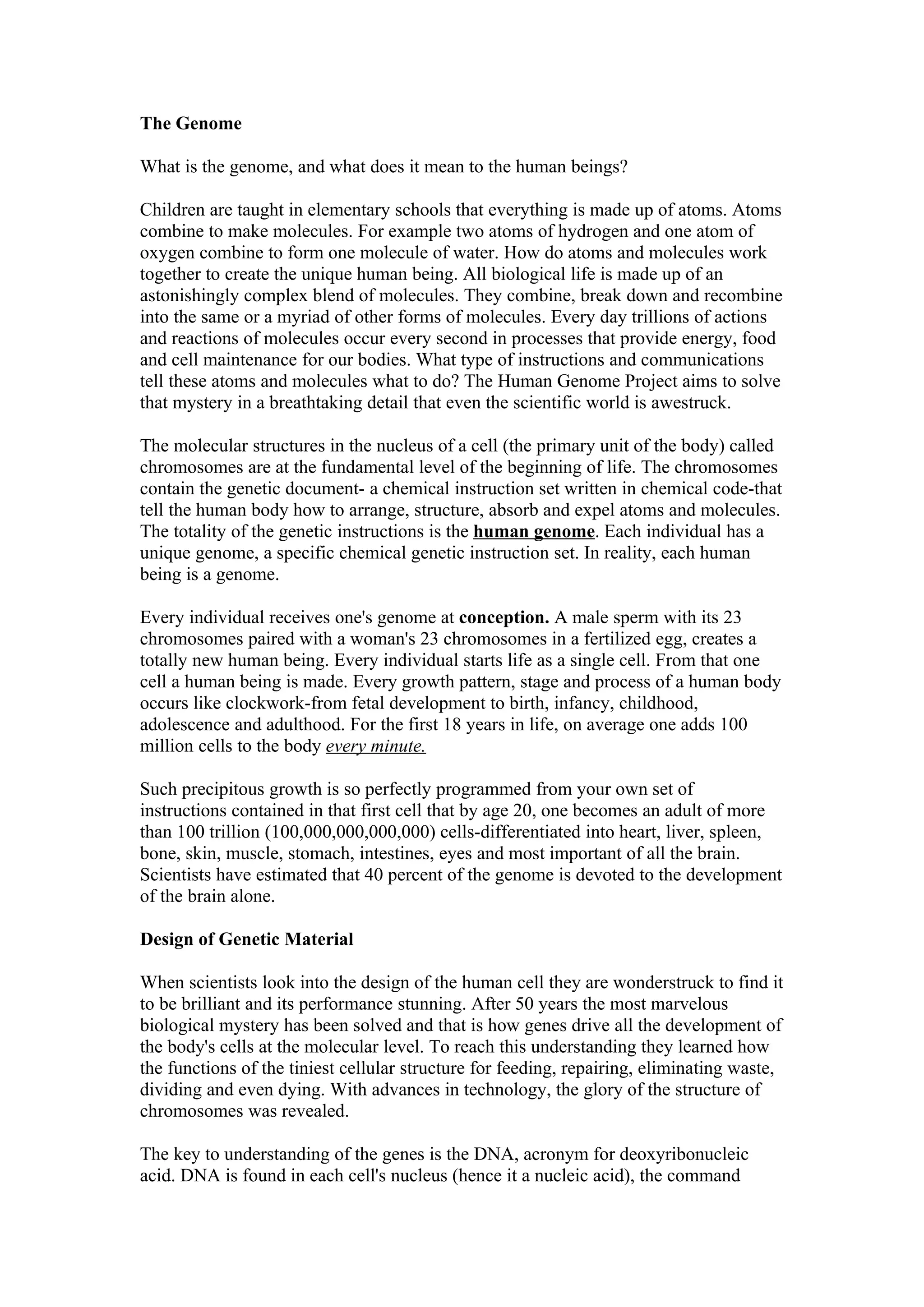 The Human Genome Project | DOC | Biological Sciences | Science