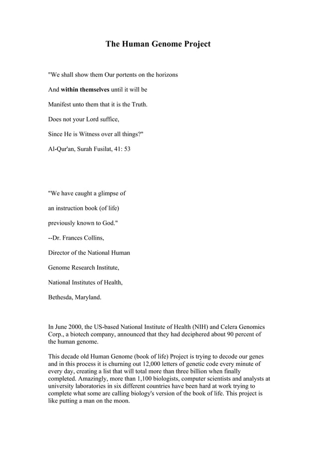 The Human Genome Project | DOC | Biological Sciences | Science