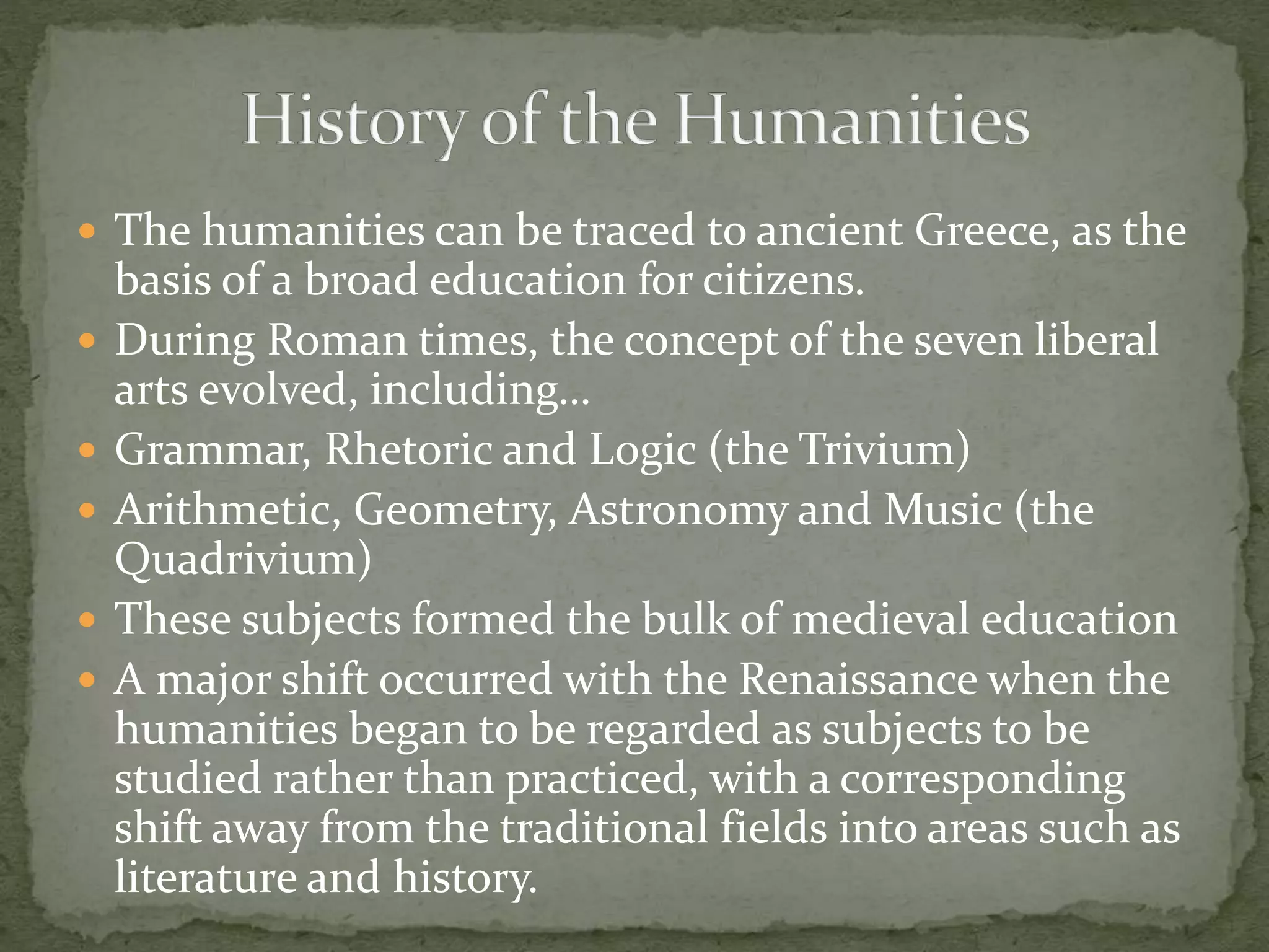 The Humanities | PPT