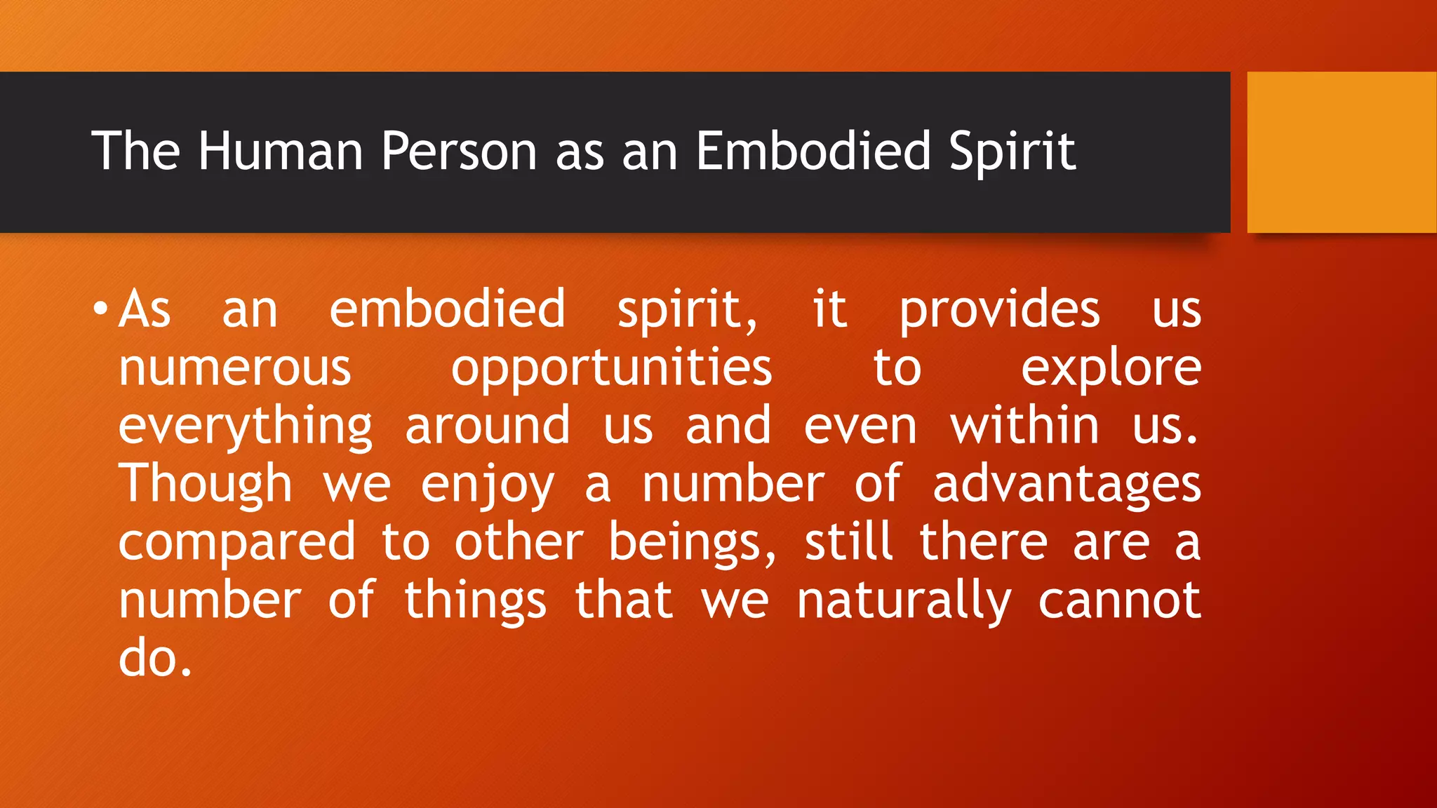The Human Person as an Embodied Spirit | PPTX