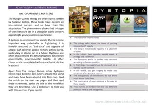 THE HUNGER GAMES: CATCHING FIRE - ACTIVITIES AND EXERCISES | PDF