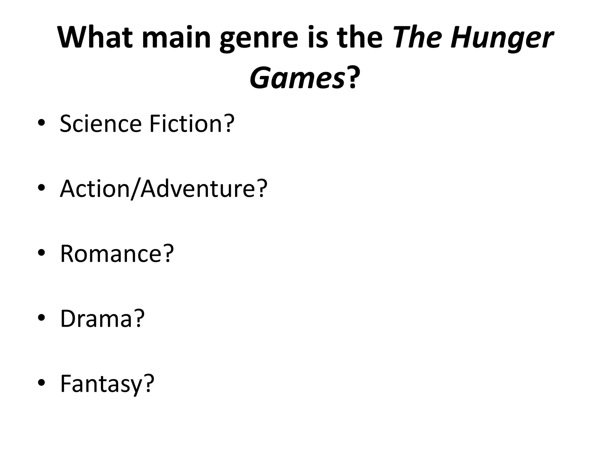 A2 Media The Hunger Games Genre Narrative and Representation | PPTX