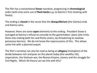 A2 Media The Hunger Games Genre Narrative and Representation | PPTX