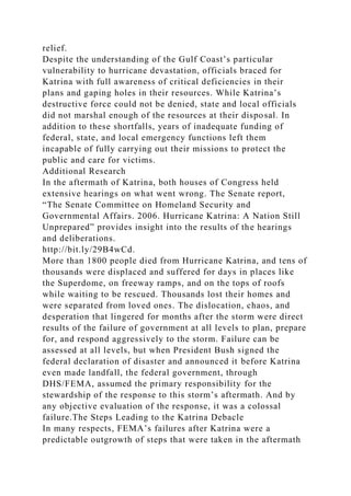 The Hurricane Katrina Debacle 2005As Secretary Chertoff proceed.docx
