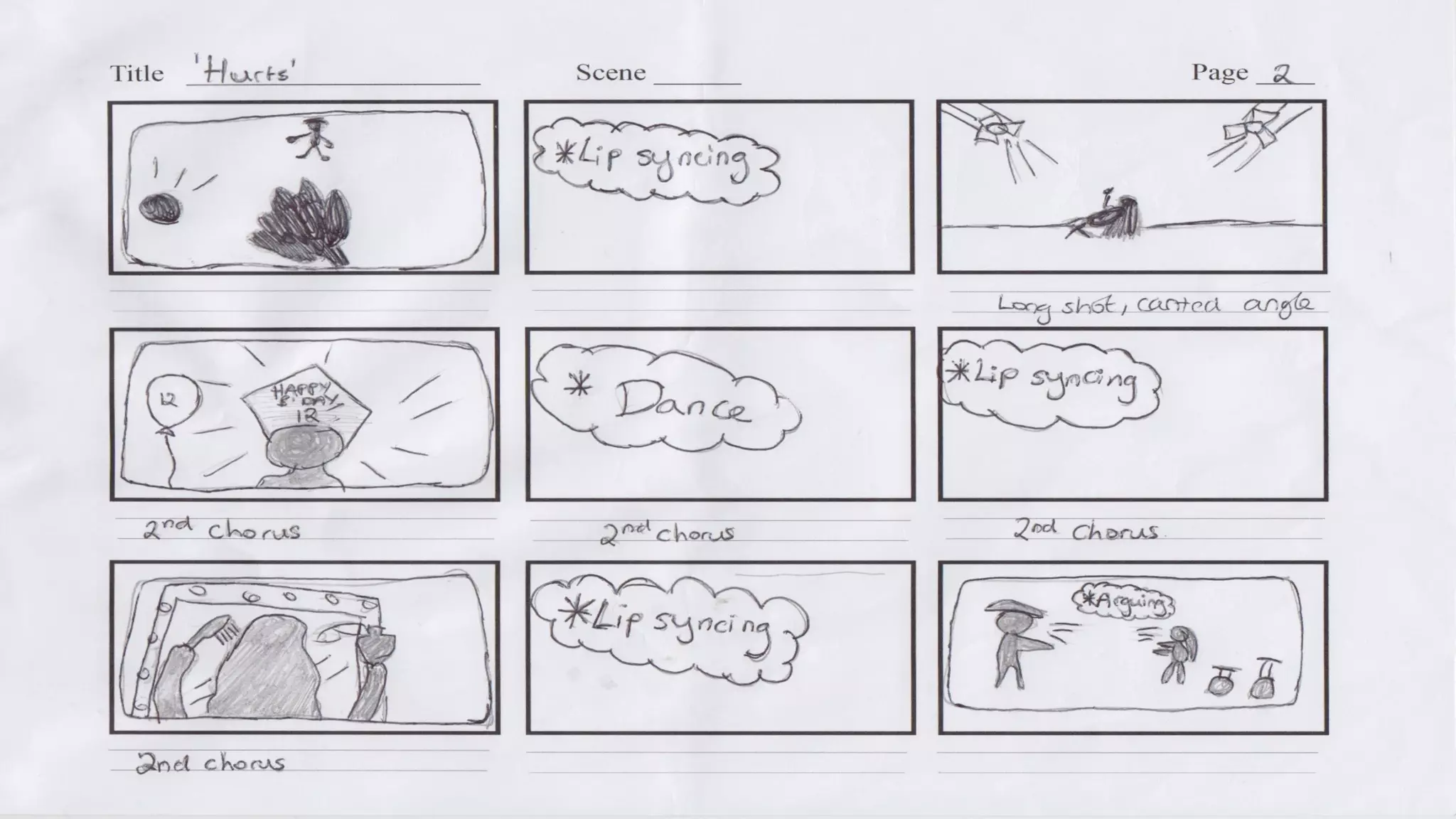 The ‘hurt’ music video – storyboard | ODP
