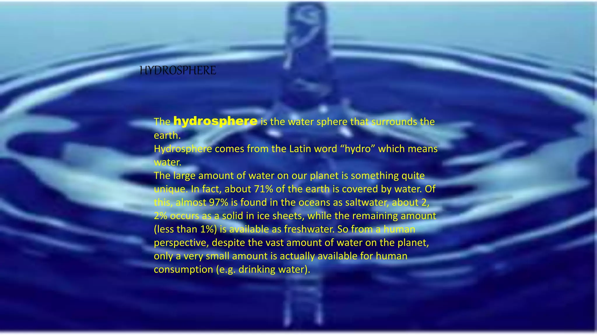 The hydrosphere presentation | PPTX