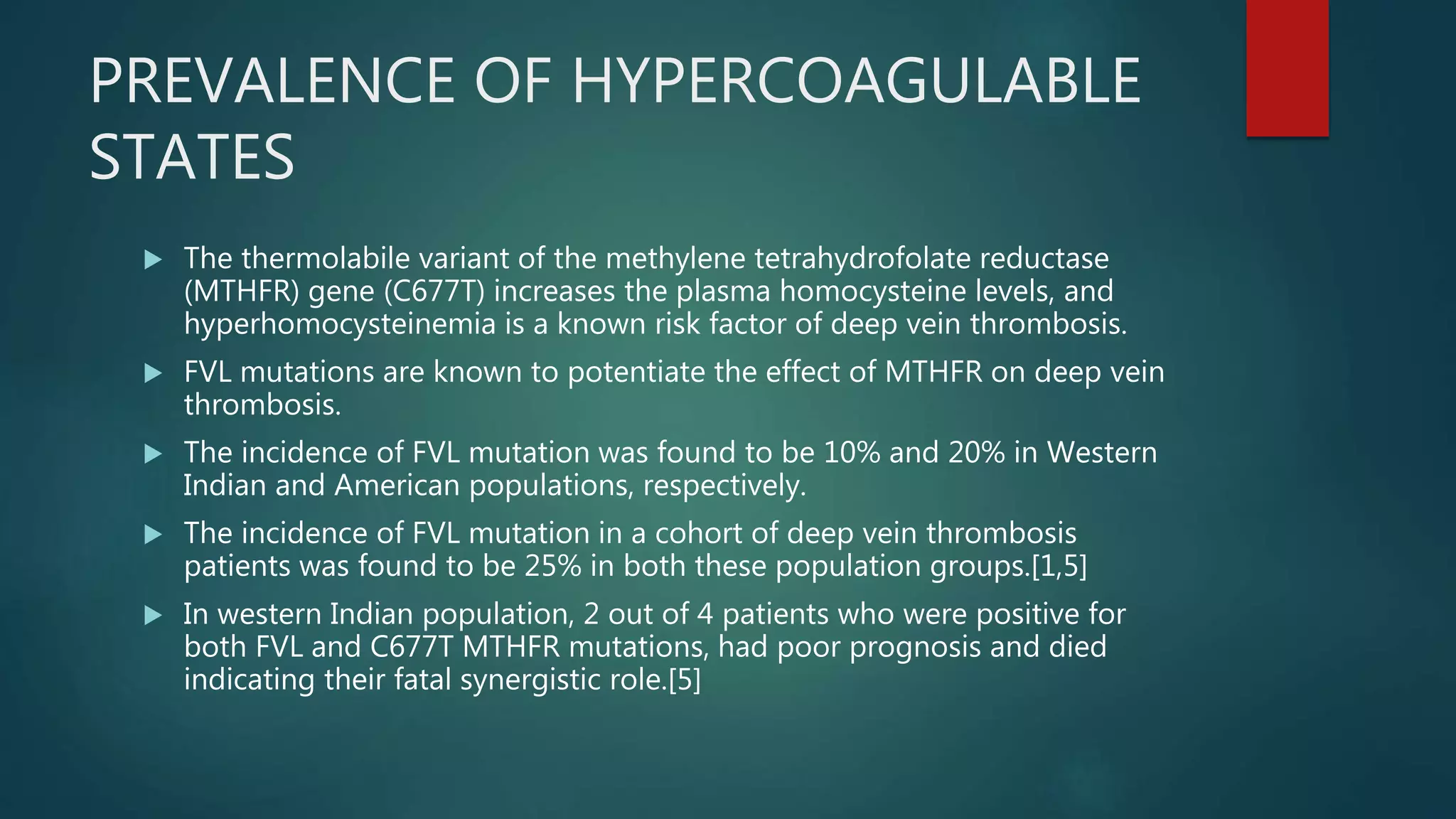 The hypercoagulable states in anaesthesia | PPTX