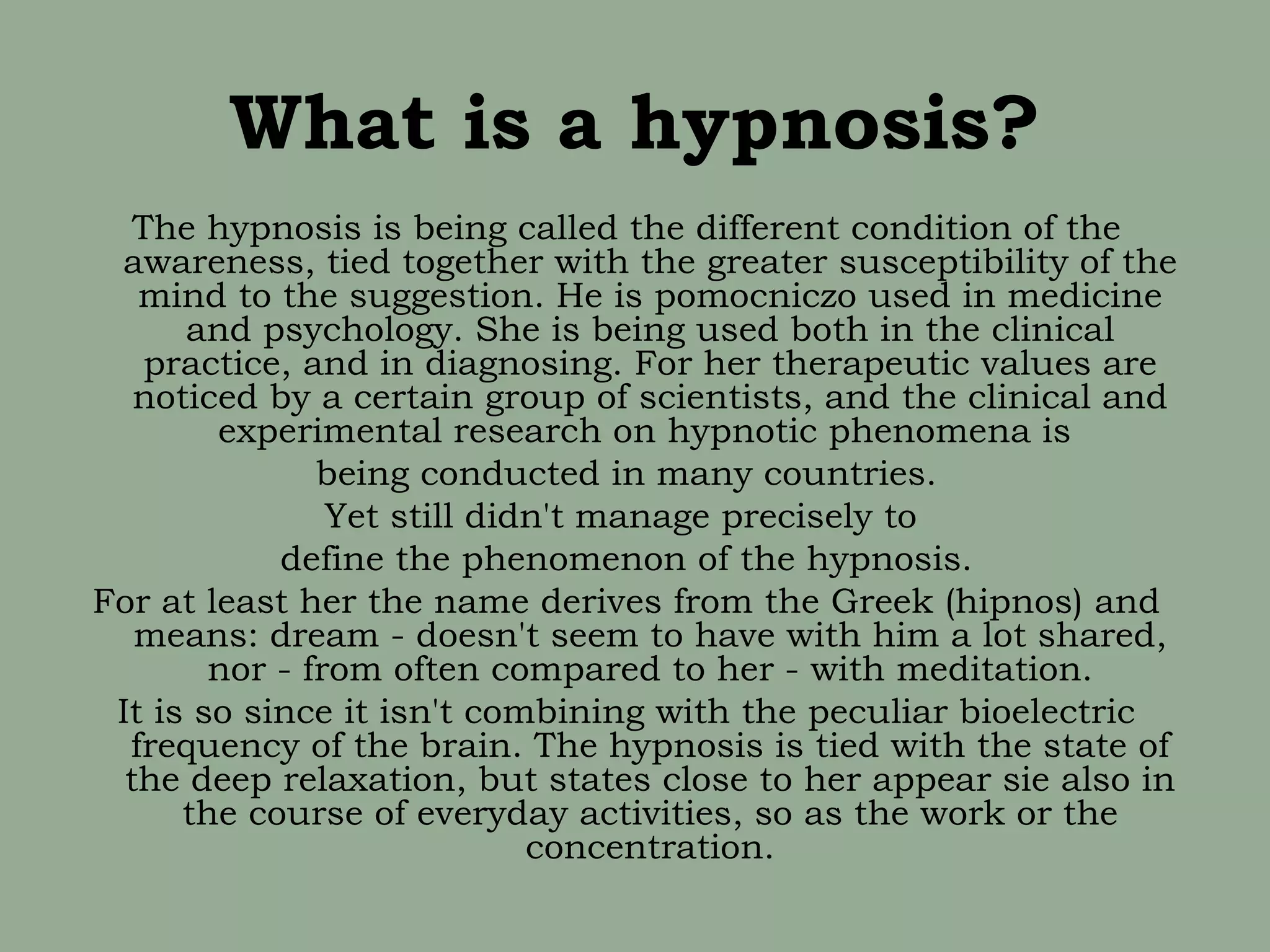 The hypnosis by group5 | PPT