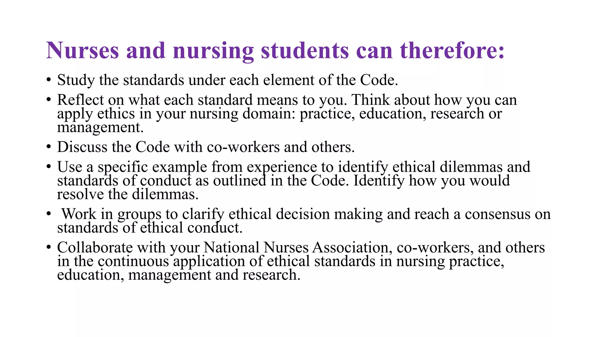 The ICN Code of Ethics for Nurses | PPTX