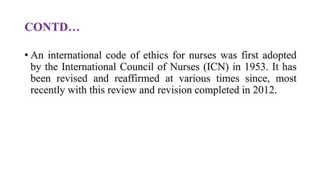 The ICN Code of Ethics for Nurses | PPTX | Parenting Babies and ...