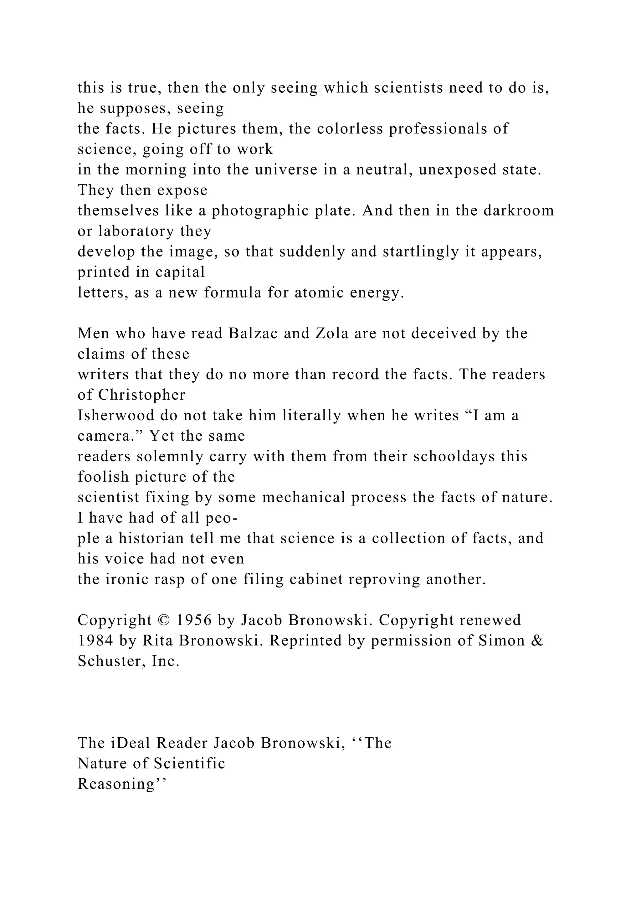 The iDeal Reader Jacob Bronowski, ‘‘The Nature of Scientific.docx