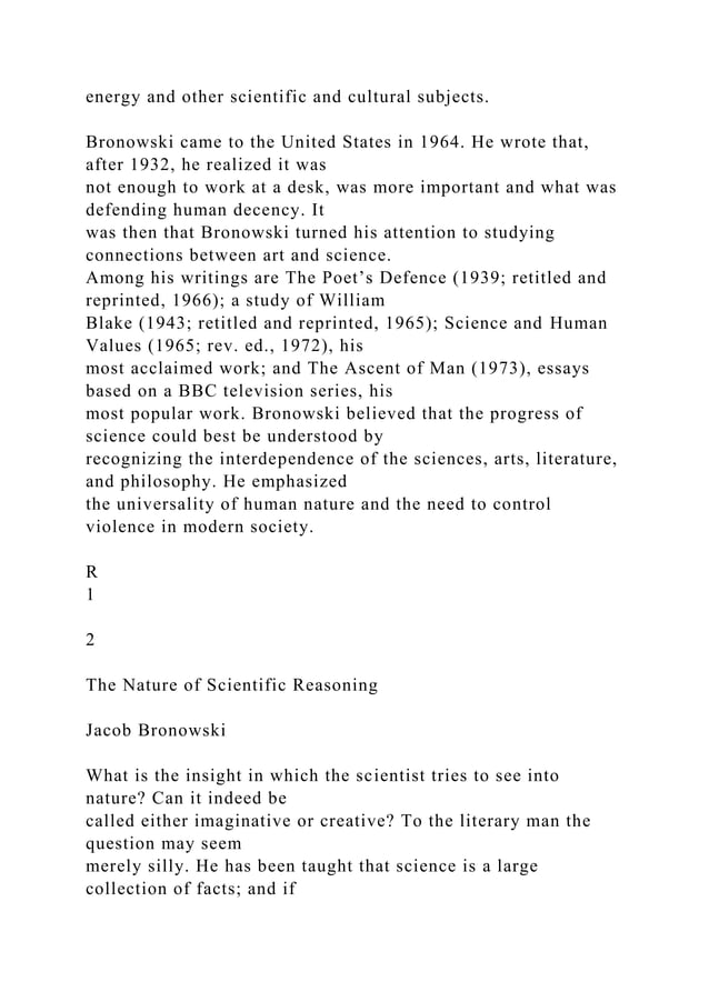 The iDeal Reader Jacob Bronowski, ‘‘The Nature of Scientific.docx
