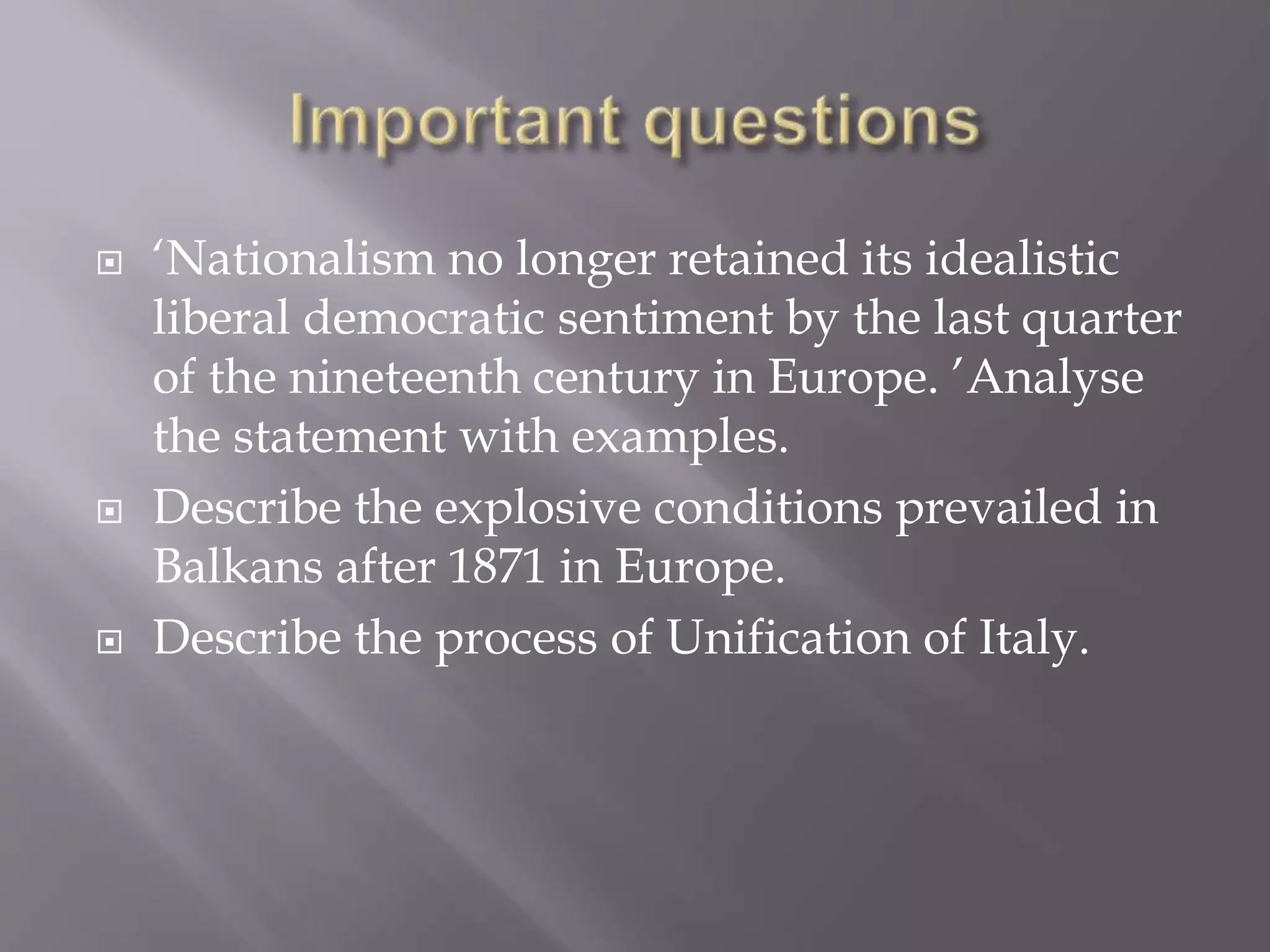 The idea of nationalism in europe ppt | PPTX