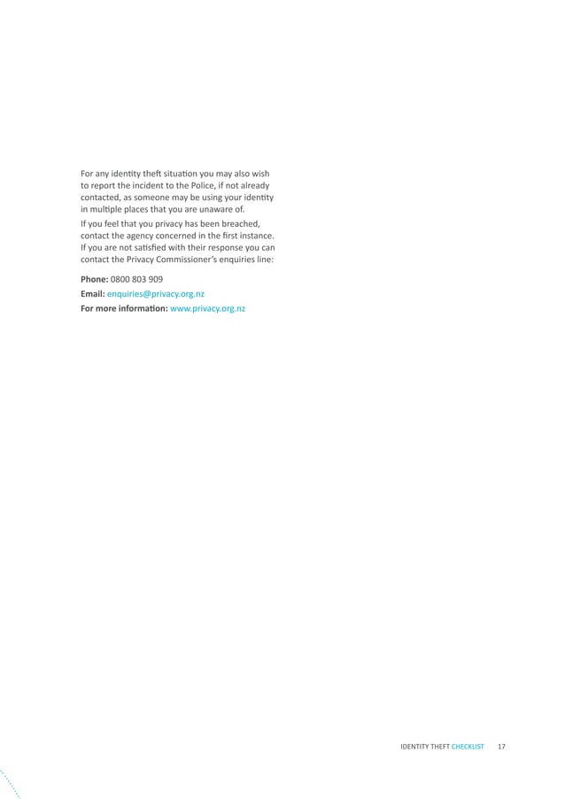 The Identity Theft Checklist – Guidance for the general public.nz