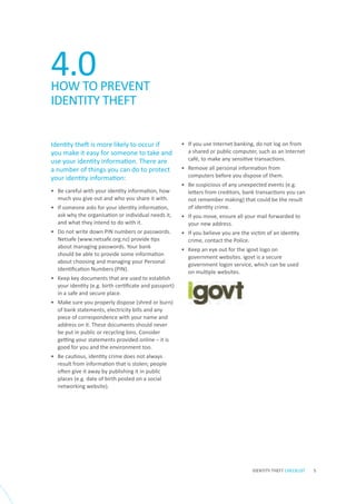 The Identity Theft Checklist – Guidance for the general public.nz
