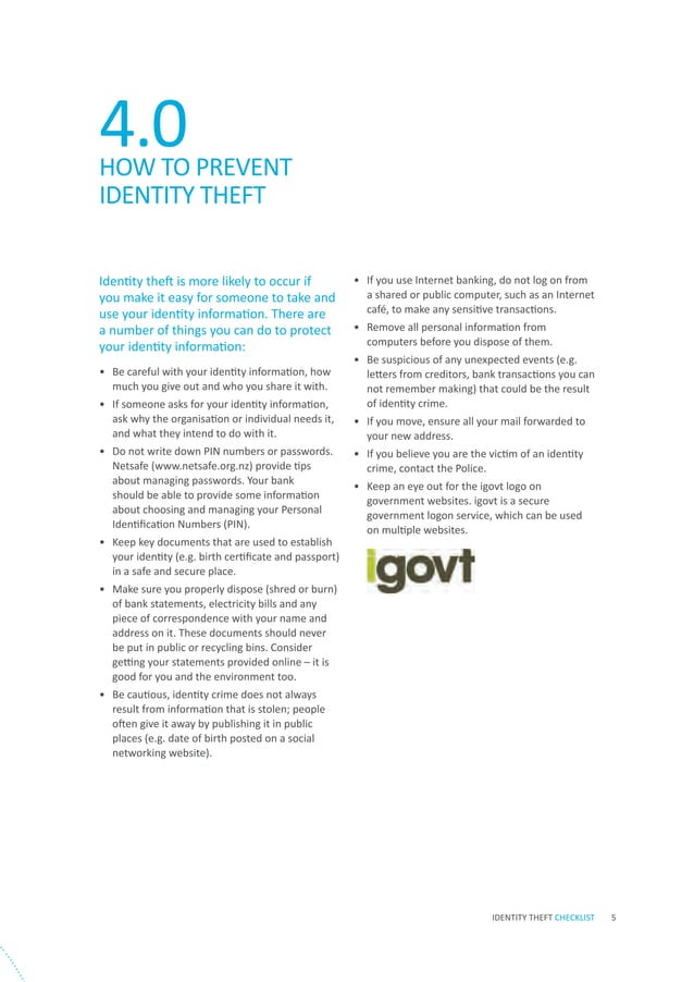 The Identity Theft Checklist – Guidance for the general public.nz