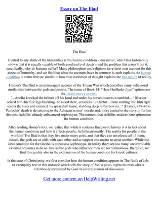 The Iliad Essay | PDF