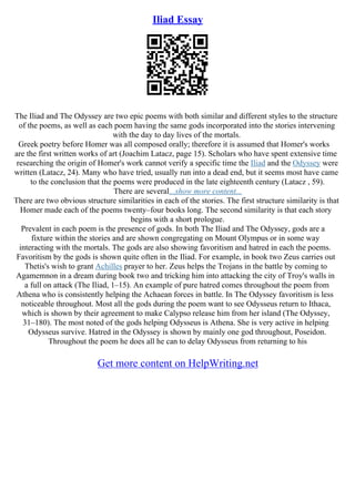 The Iliad Essay | PDF