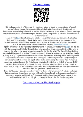 The Iliad Essay | PDF
