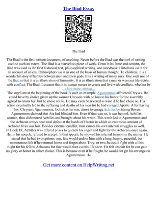 The Iliad Essay | PDF