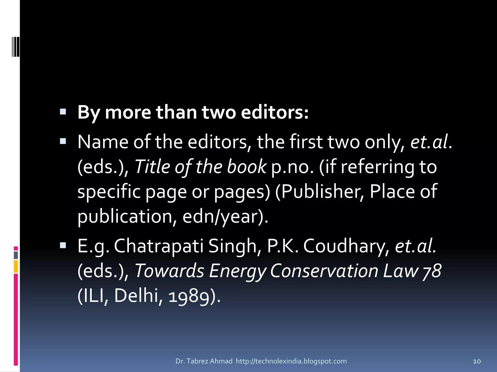 The Indian Law Institute (ILI) Method of Citation | PPTX