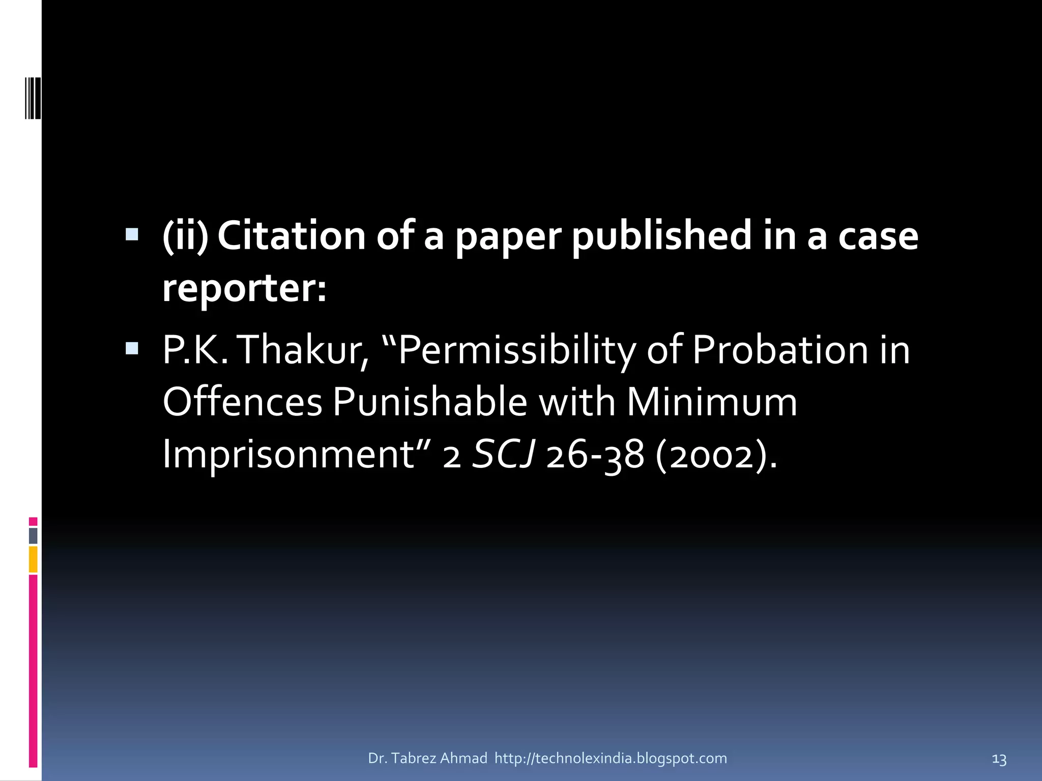 The Indian Law Institute (ILI) Method of Citation | PPTX