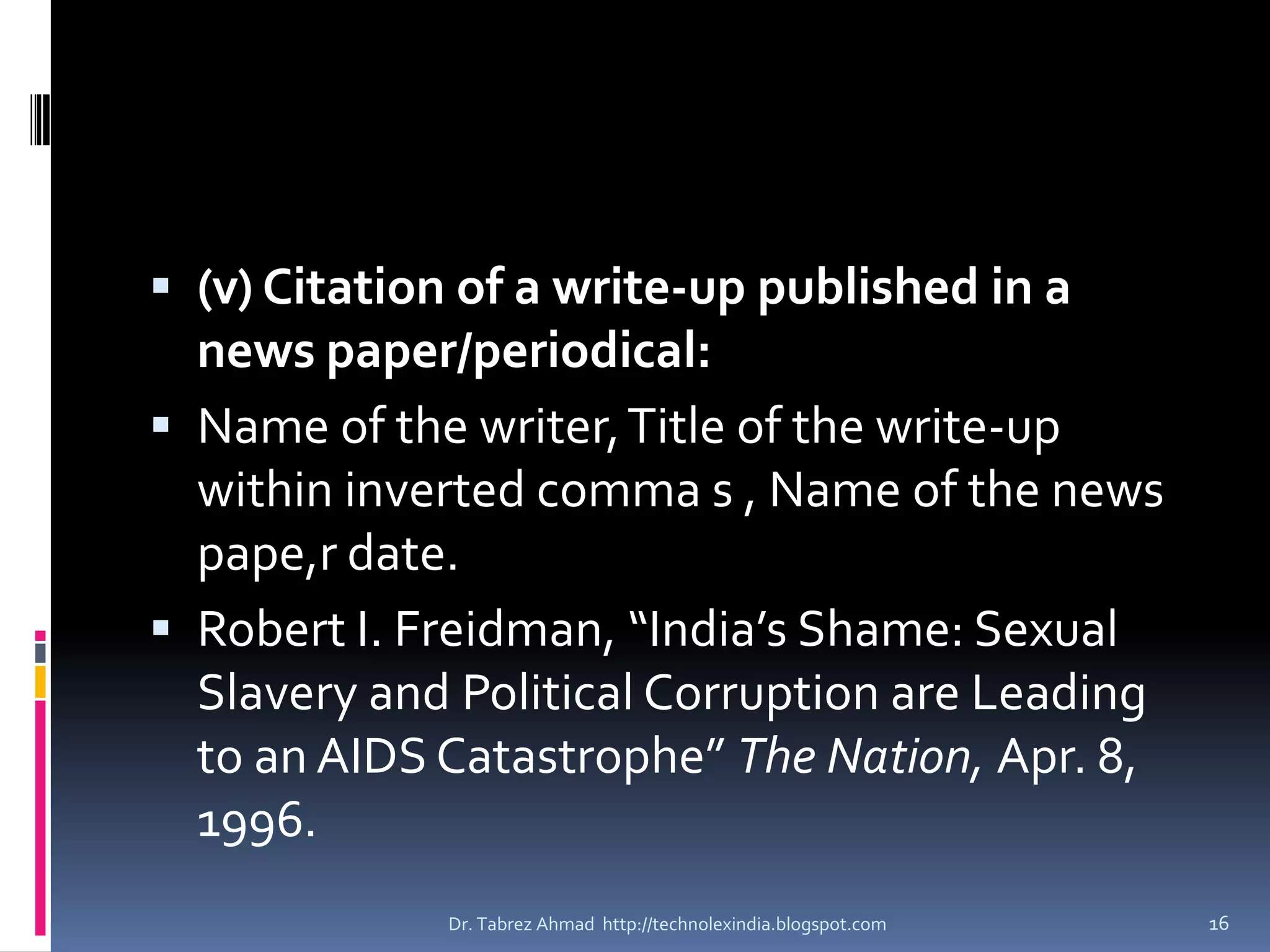 The Indian Law Institute (ILI) Method of Citation | PPTX