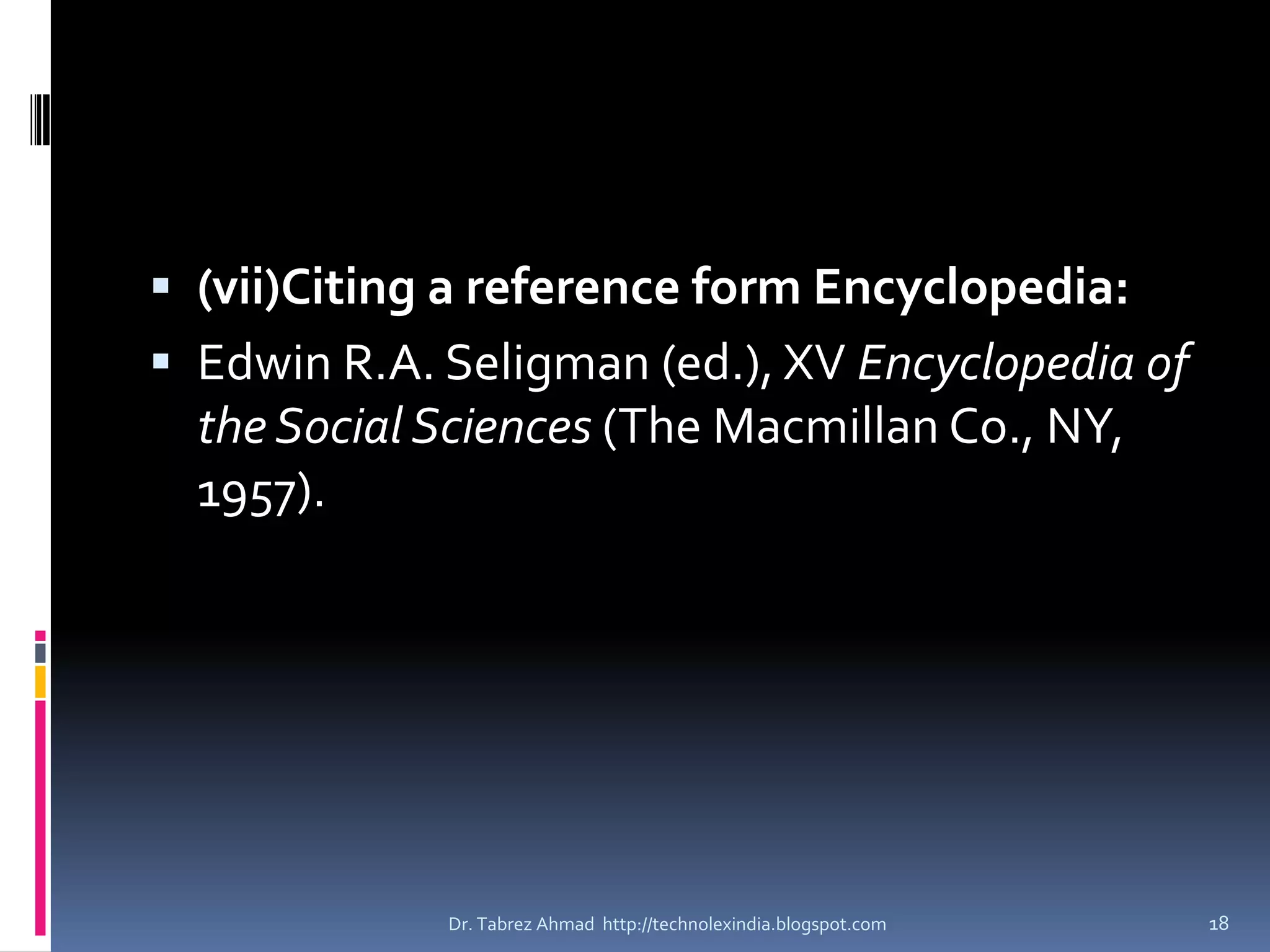 The Indian Law Institute (ILI) Method of Citation | PPTX