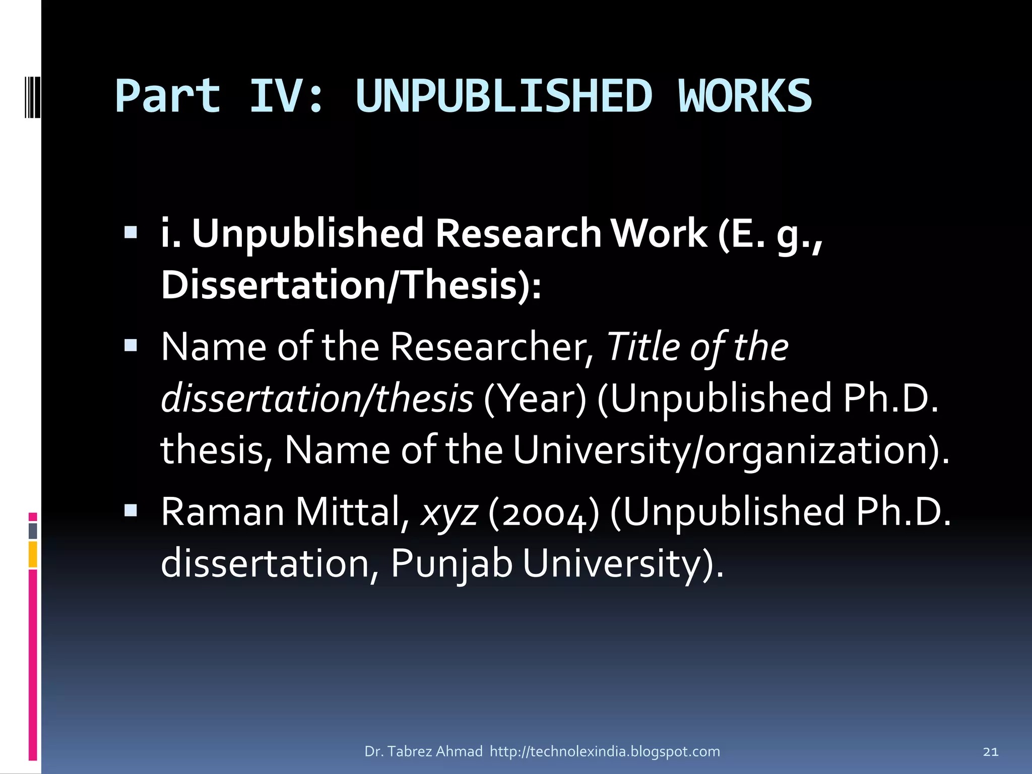 The Indian Law Institute (ILI) Method of Citation | PPTX