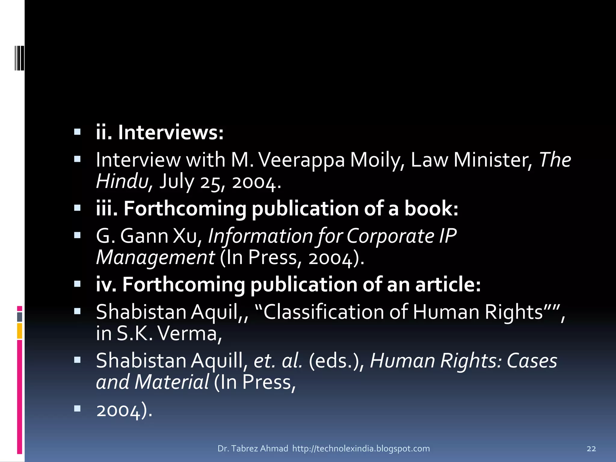 The Indian Law Institute (ILI) Method of Citation | PPTX