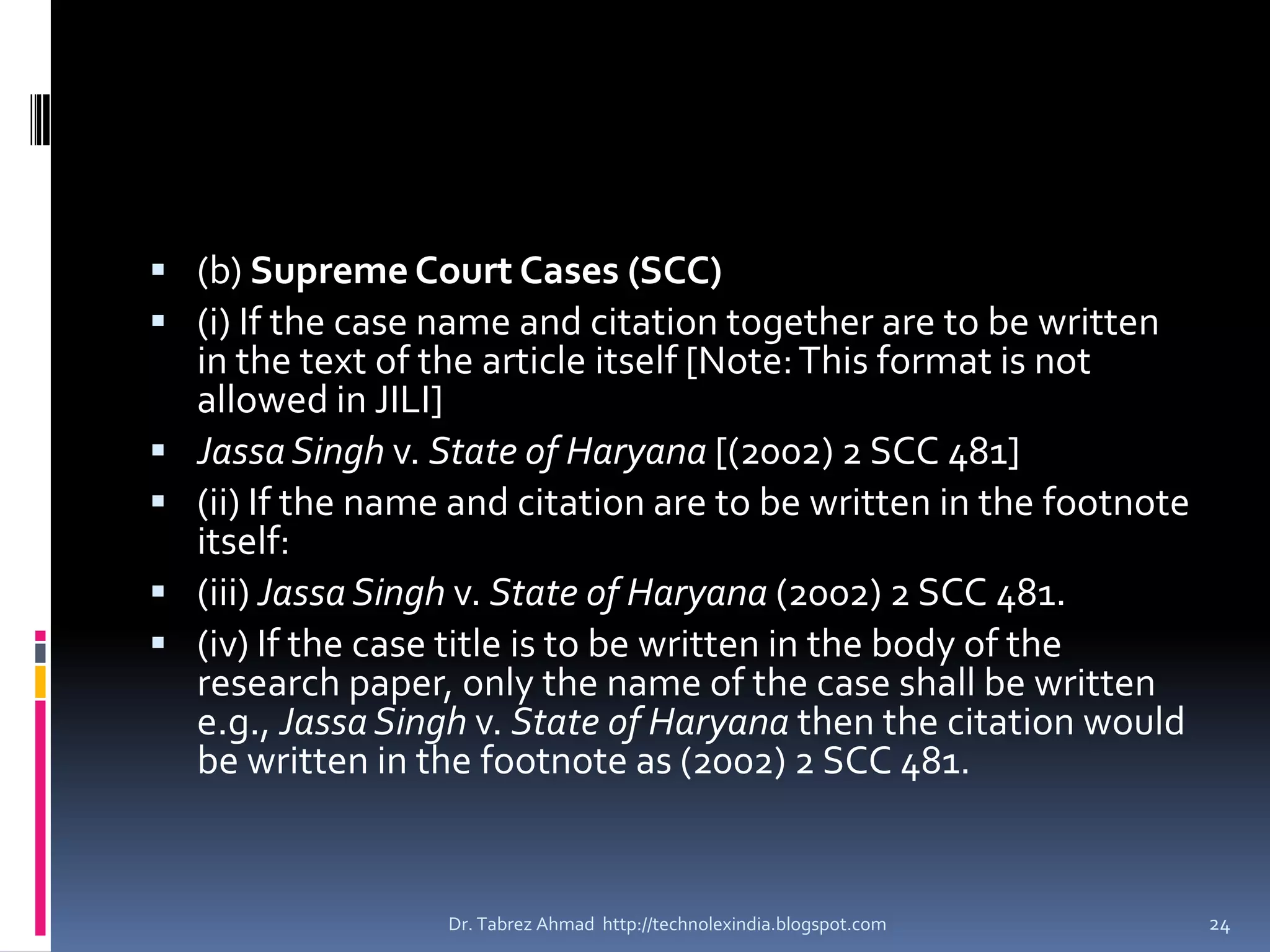 The Indian Law Institute (ILI) Method of Citation | PPTX