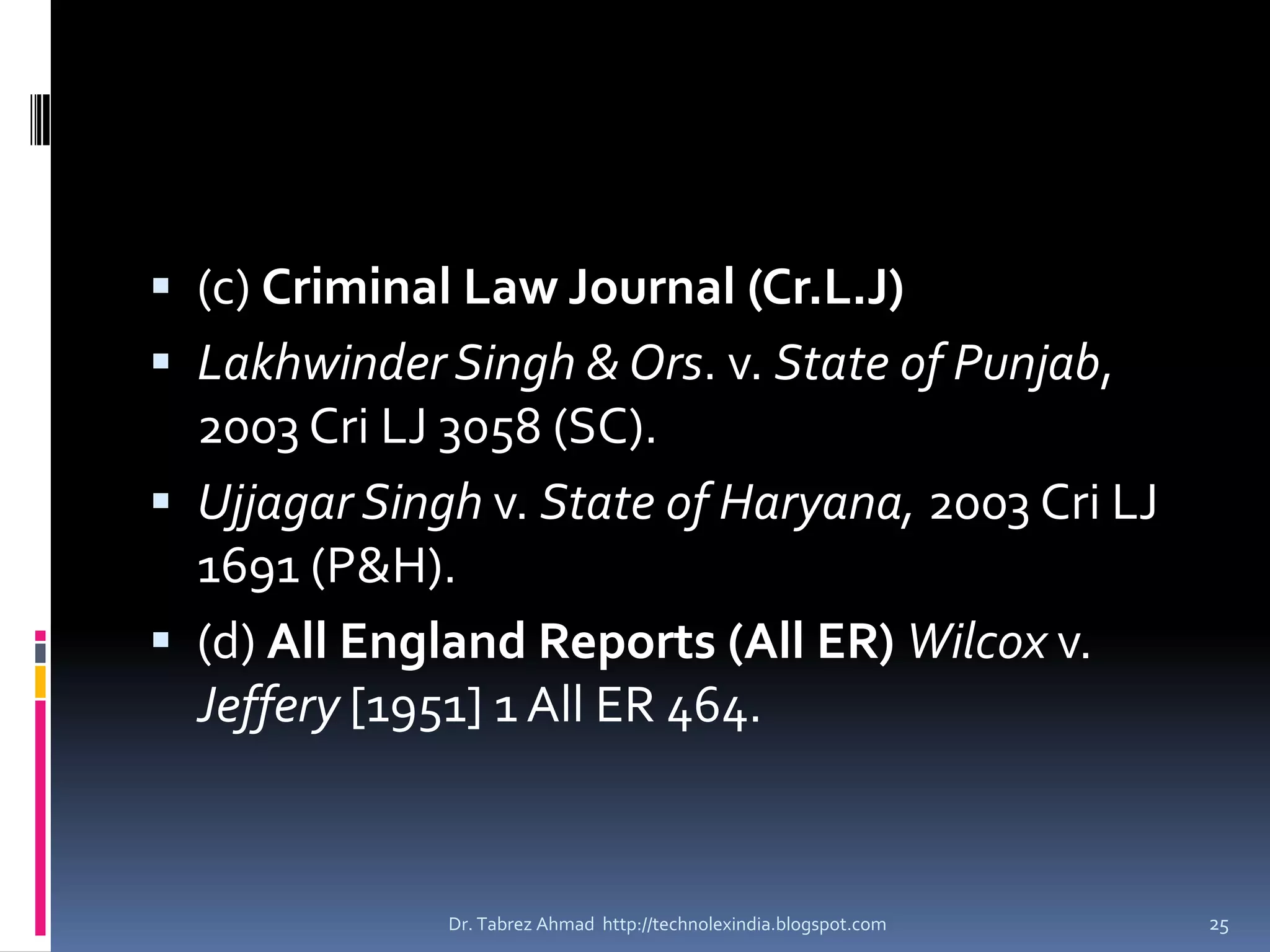 The Indian Law Institute (ILI) Method of Citation | PPTX