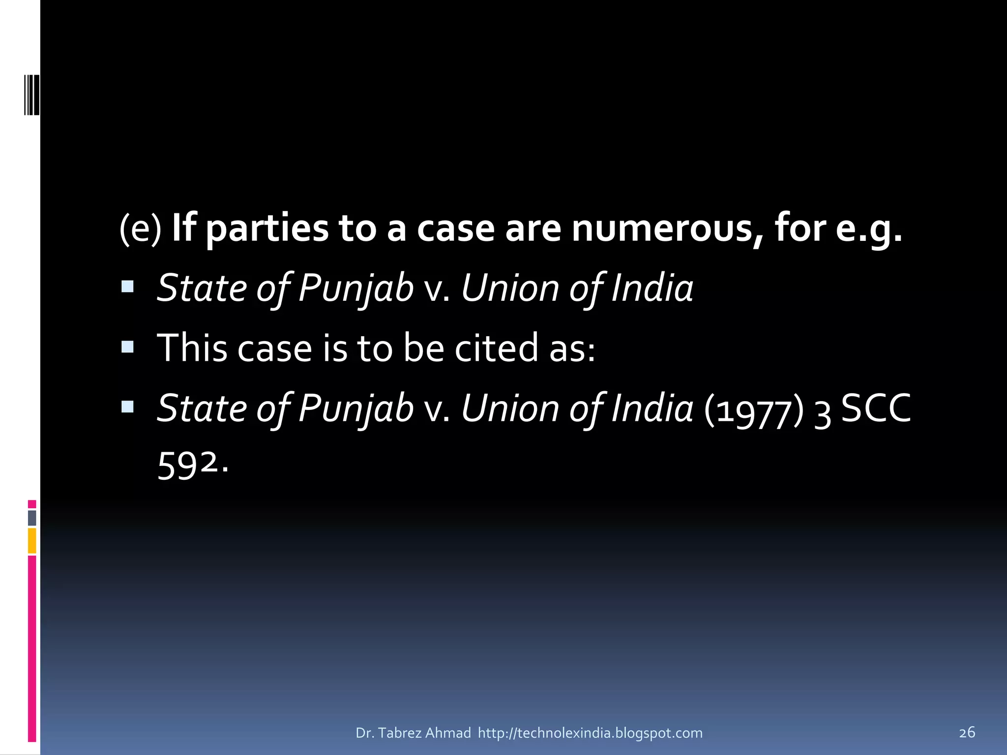 The Indian Law Institute (ILI) Method of Citation | PPTX