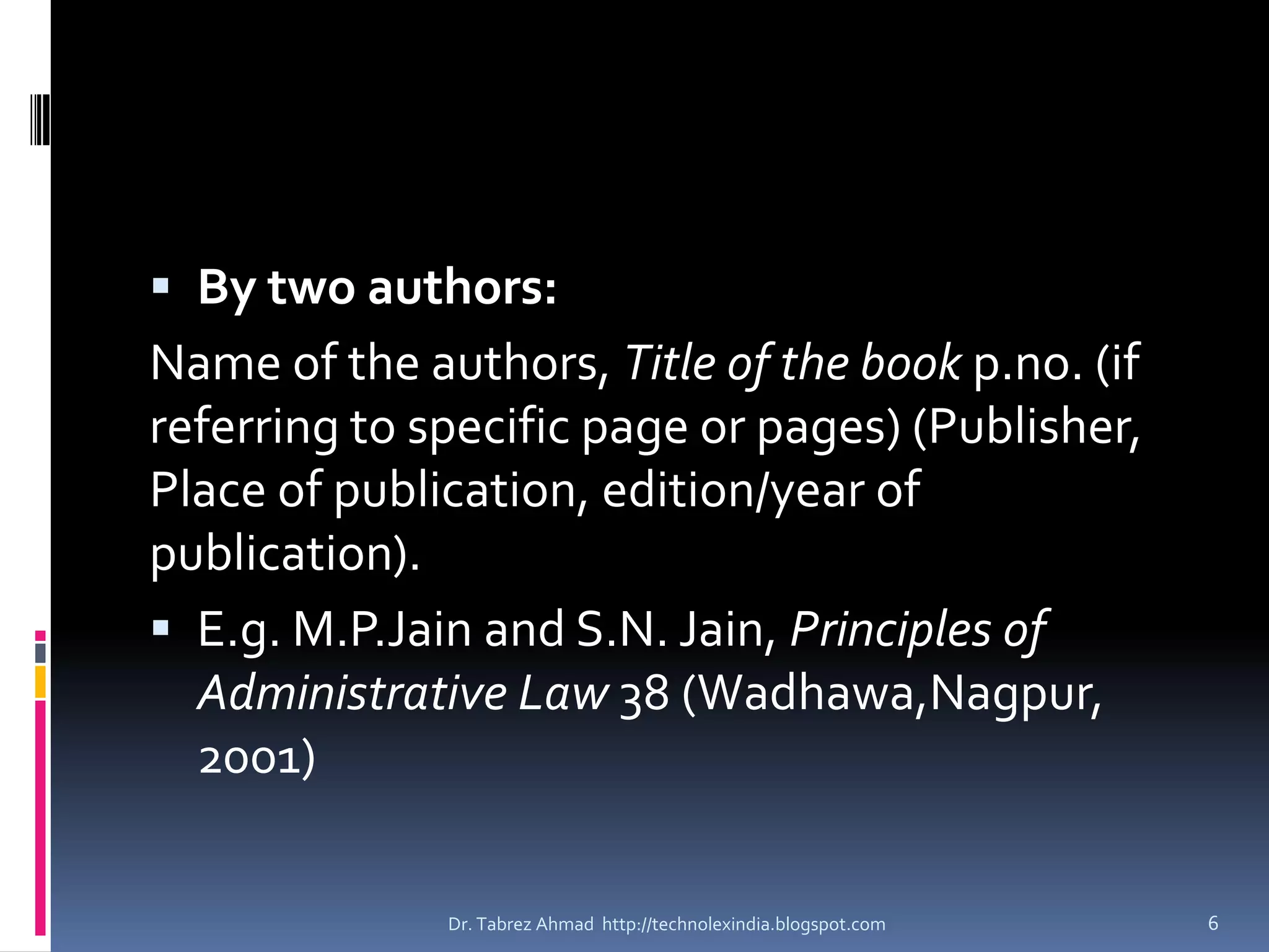 The Indian Law Institute (ILI) Method of Citation | PPTX