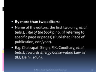 The Indian Law Institute (ILI) Method of Citation | PPTX