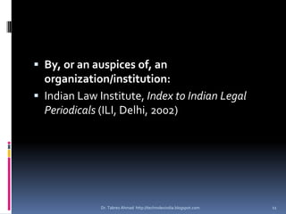 The Indian Law Institute (ILI) Method of Citation | PPTX