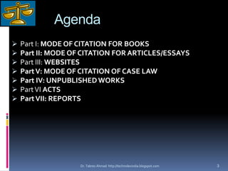 The Indian Law Institute (ILI) Method of Citation | PPTX