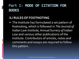 The Indian Law Institute (ILI) Method of Citation | PPTX