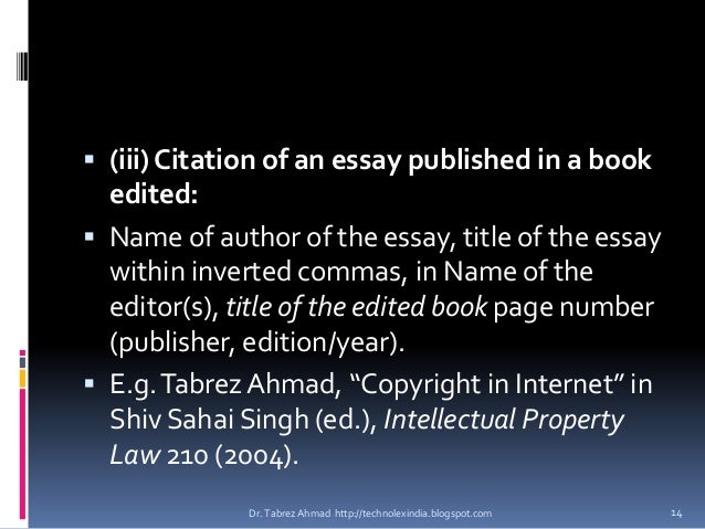 The Indian Law Institute (ILI) Method of Citation