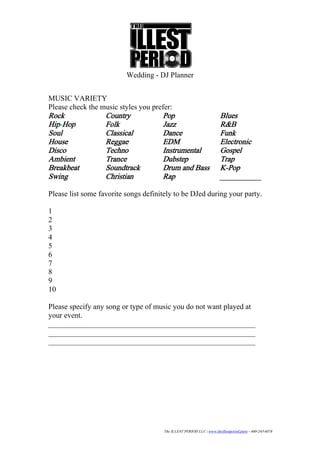 The ILLEST Period Wedding-DJ Worksheet | PDF
