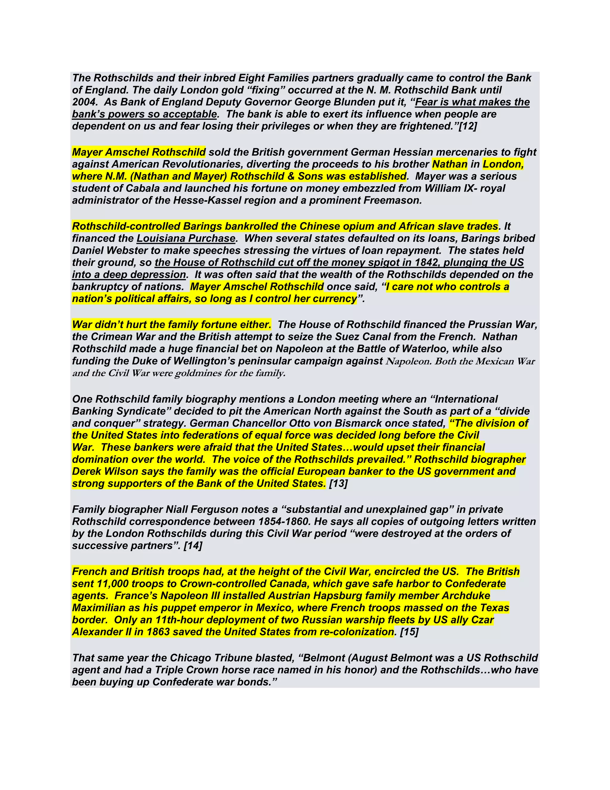The illuminati explained rothschild family | PDF