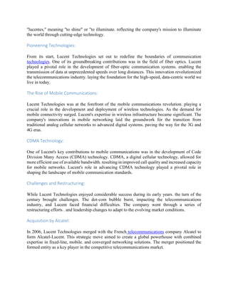 The Illuminating Journey of Lucent Technologies.docx