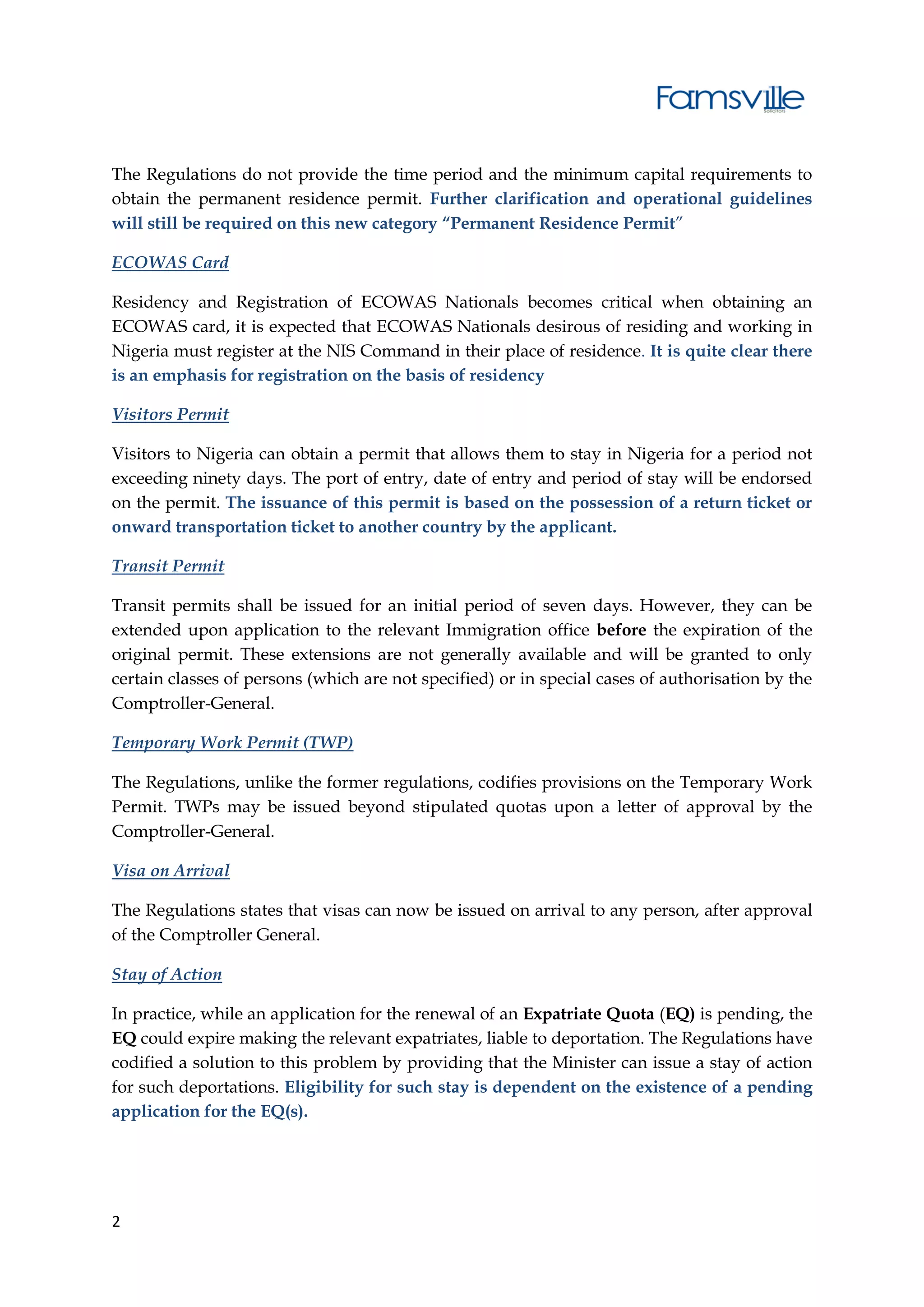 The immigration regulations 2017-Nigeria | PDF