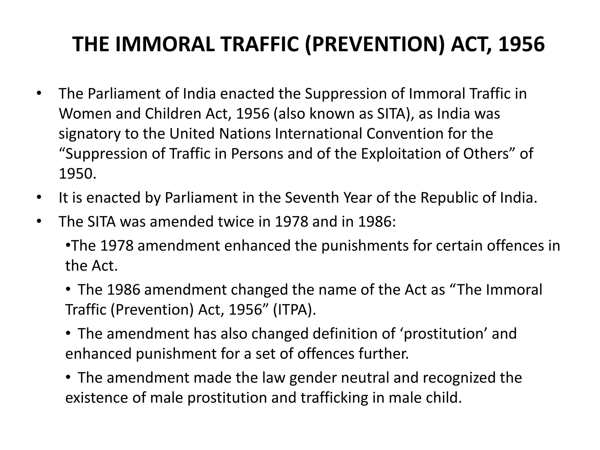 The Immoral Traffic (prevention) Act, 1956 | PPTX